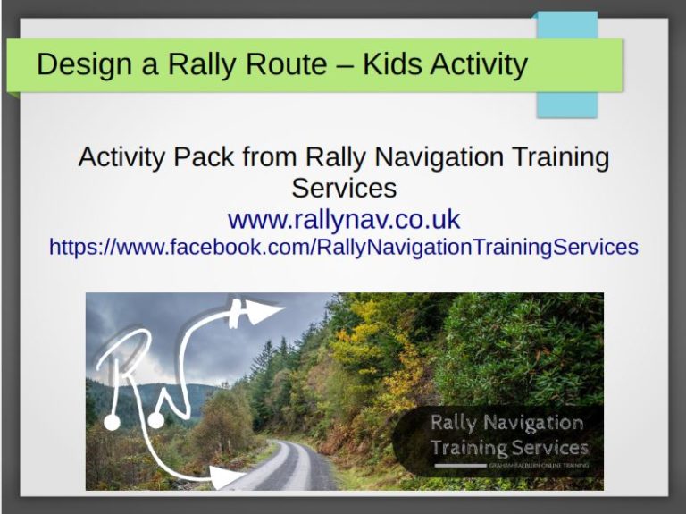 Kids Activity Pack – Design a Rally Route – Rally Navigation Training ...